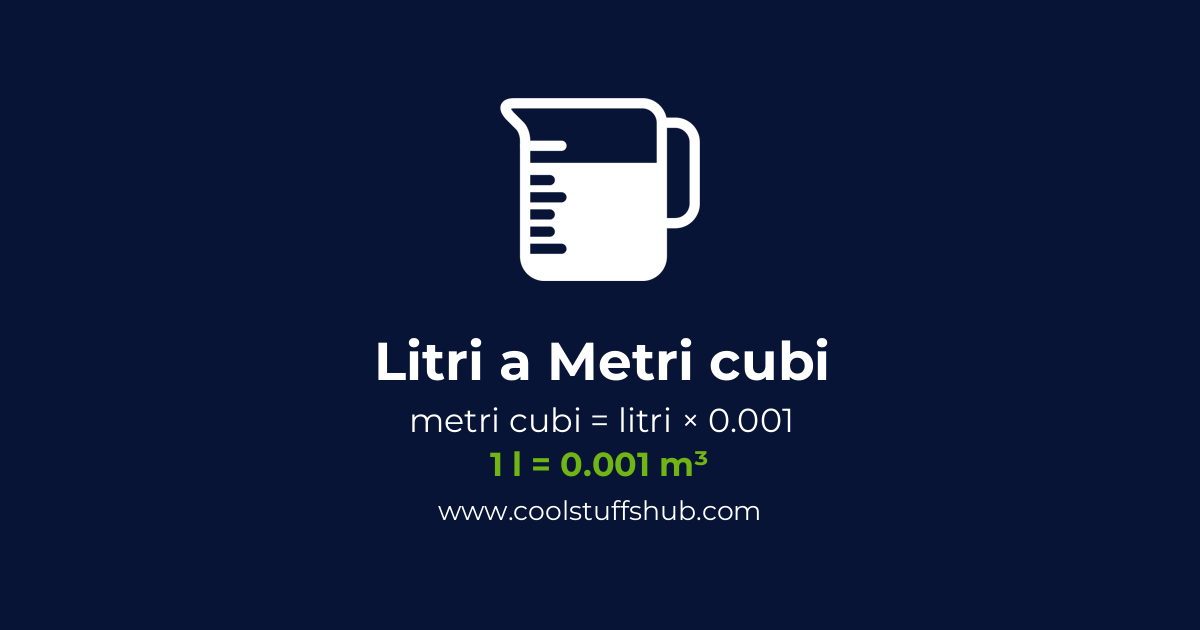 Conversione da litri a metri cubi (l a m³)