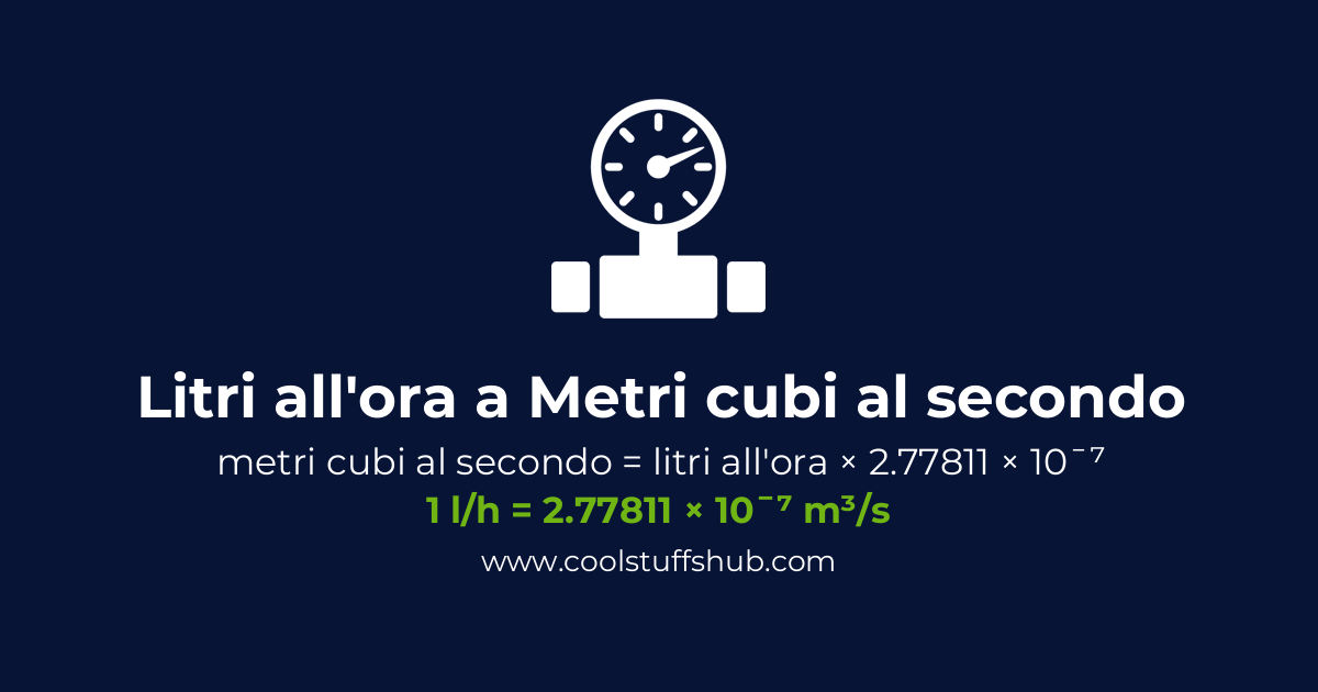 Convertire litri all'ora a metri cubi al secondo (conversione da l/h a ...