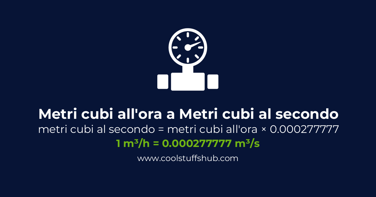 Convertire metri cubi all'ora a metri cubi al secondo (conversione da ...