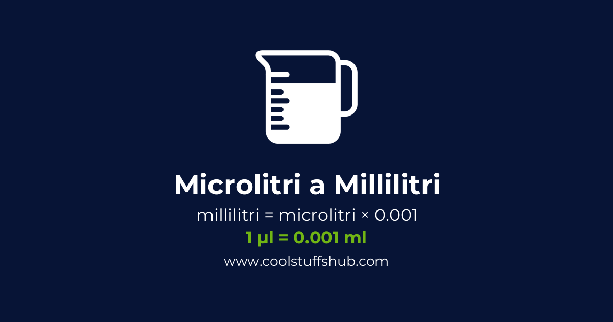 Convertire microlitri a millilitri (conversione da µl a ml)