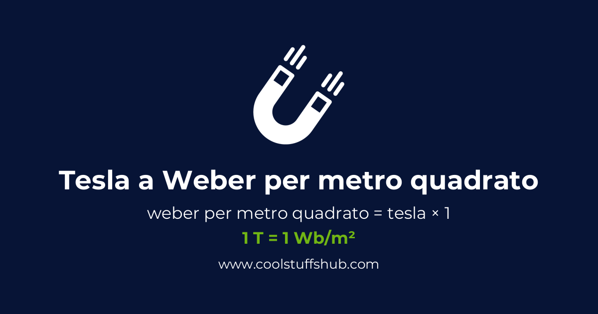 Convertire tesla a weber per metro quadrato (conversione da T a Wb/m²)