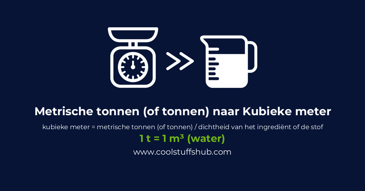 Metrische tonnen (of tonnen) naar kubieke meter converteren (t naar m³ ...