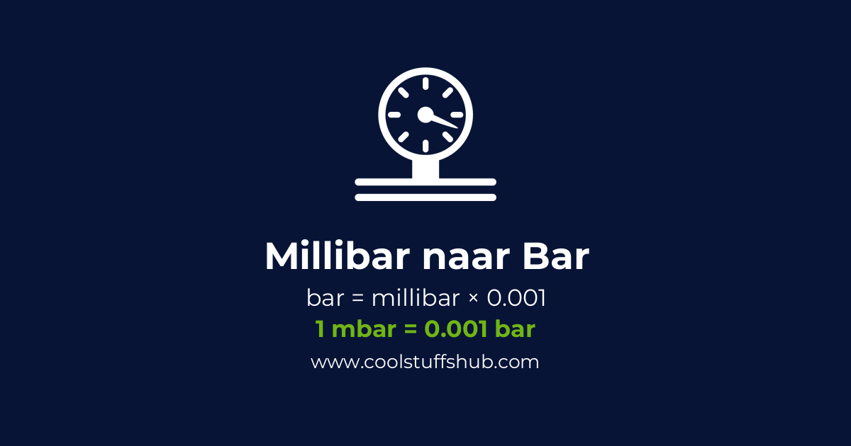 Millibar naar bar converteren (mbar naar bar conversie)