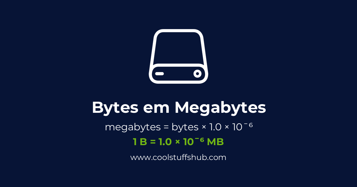 Converter bytes em megabytes (conversão de B em MB)