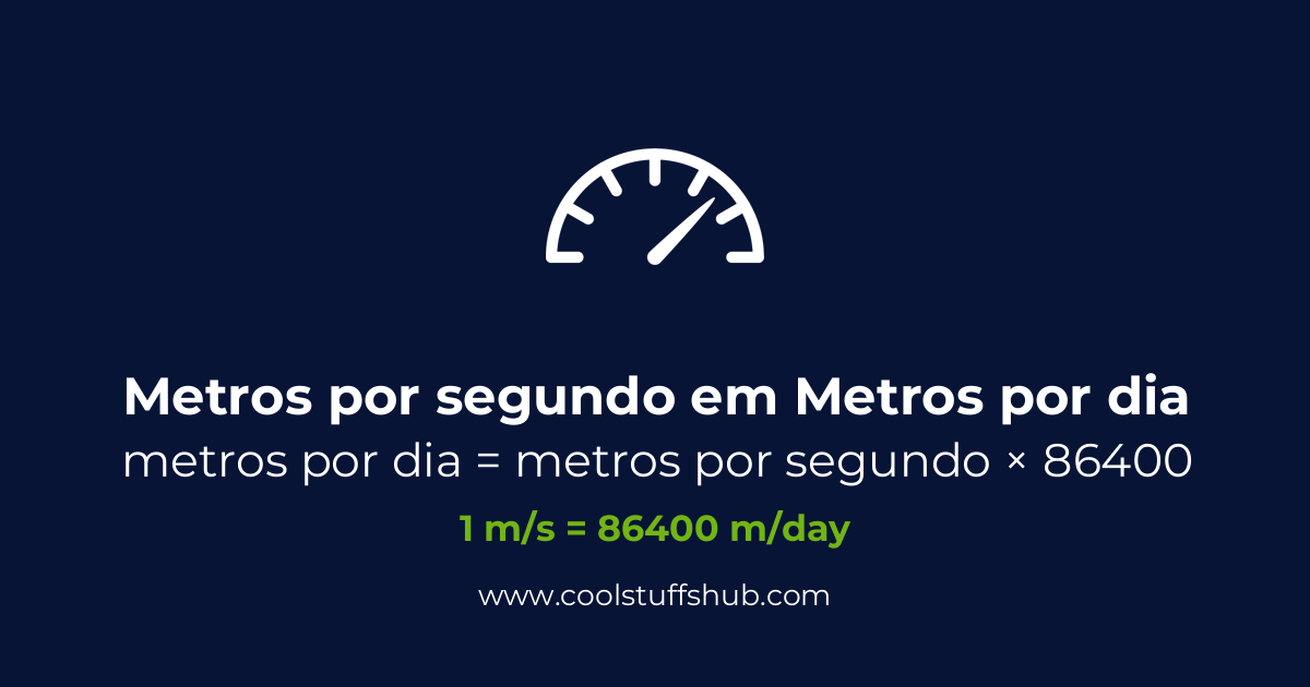 Converter metros por segundo em metros por dia (conversão de m/s em m/day)