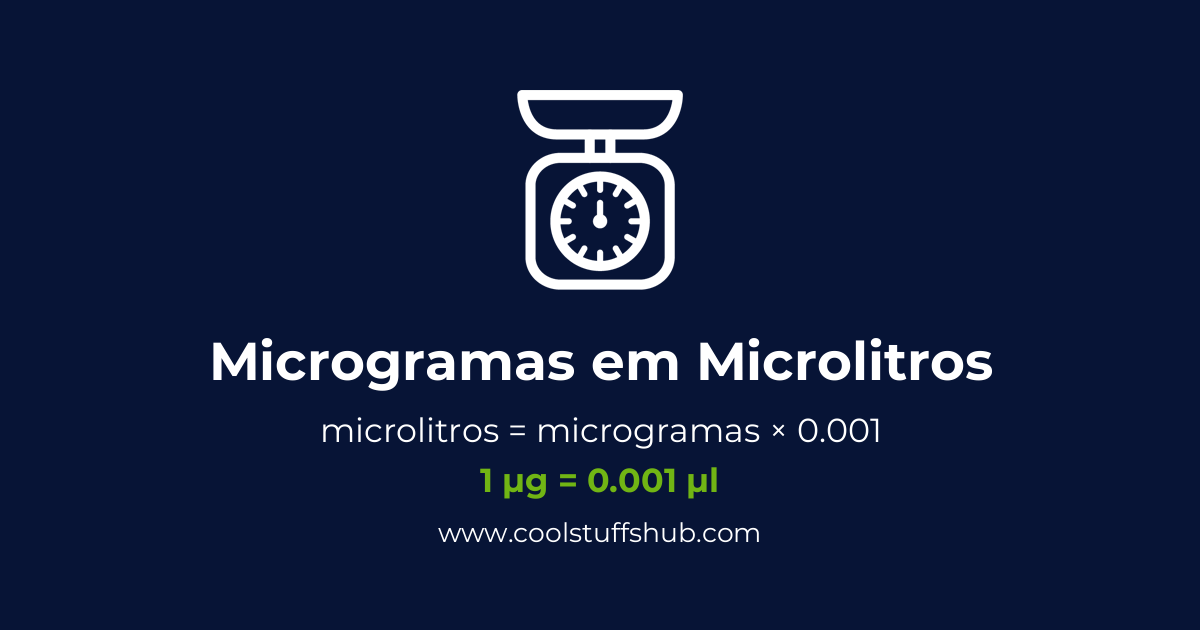 Conversão de microgramas em microlitros (µg em µl)