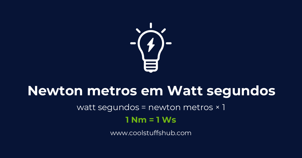 Converter newton metros em watt segundos (conversão de Nm em Ws)