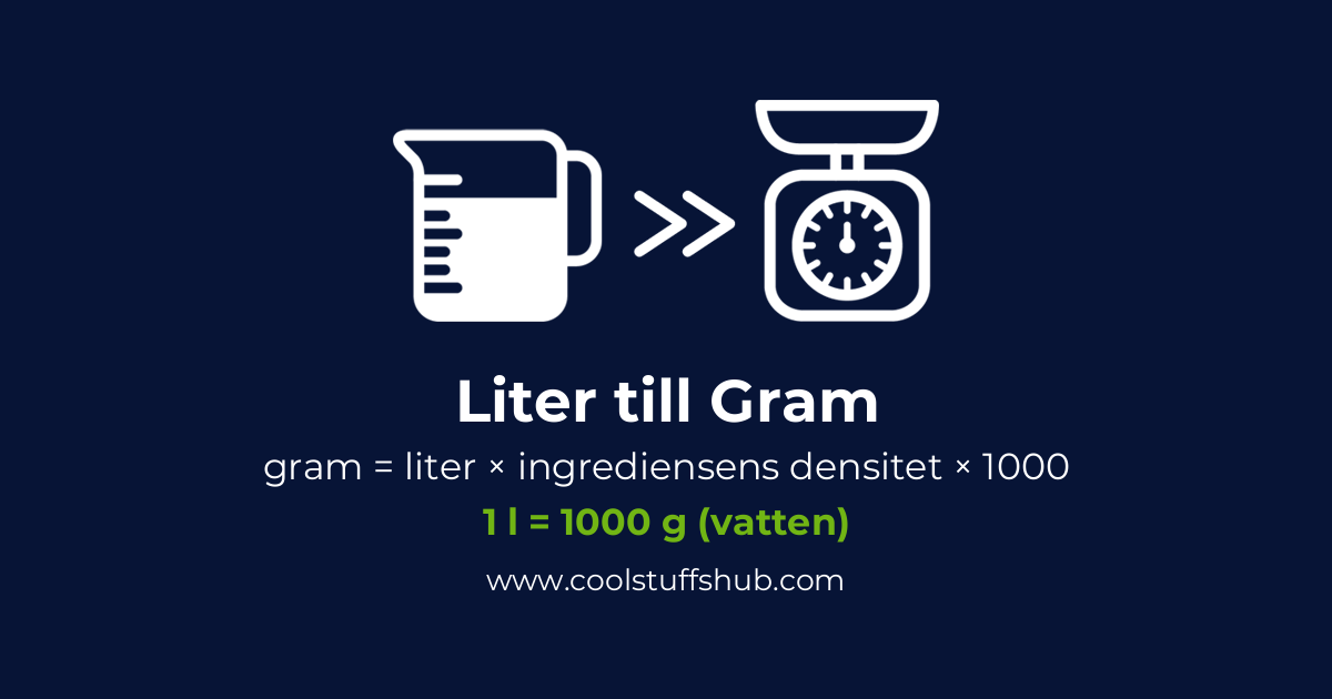 Konvertera liter till gram (l till g konvertering)