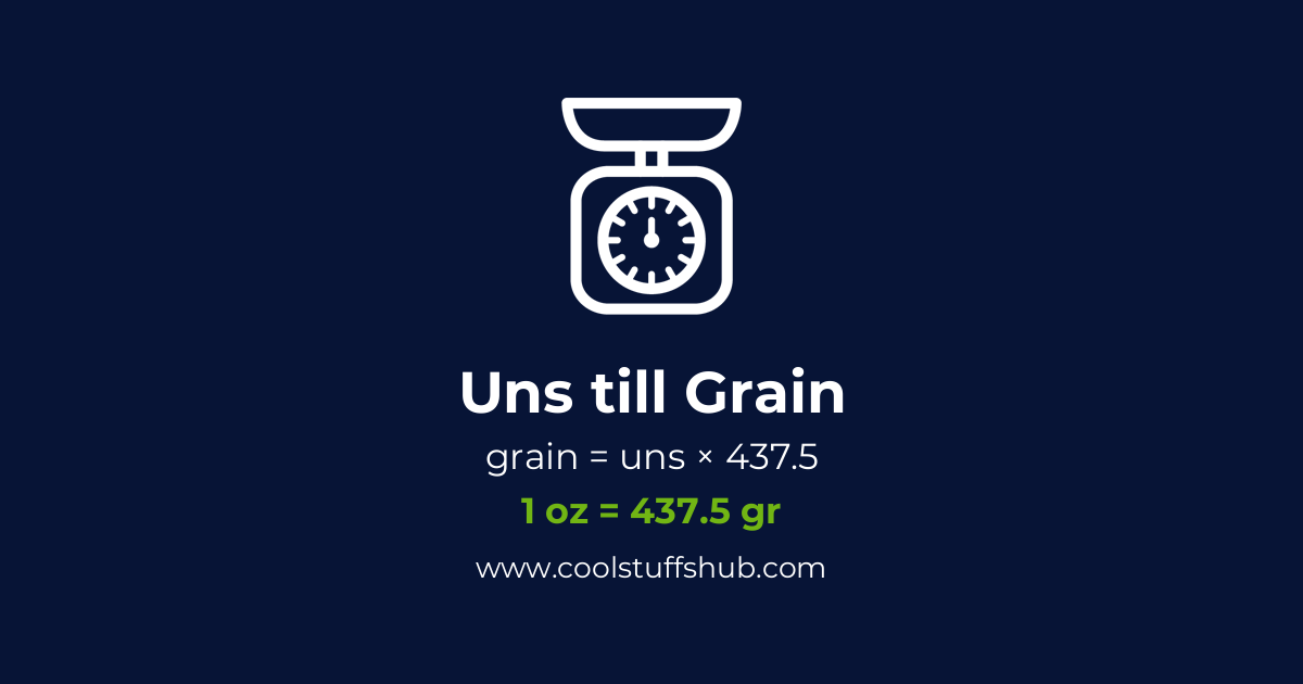 Konvertera uns till grain (oz till gr konvertering)